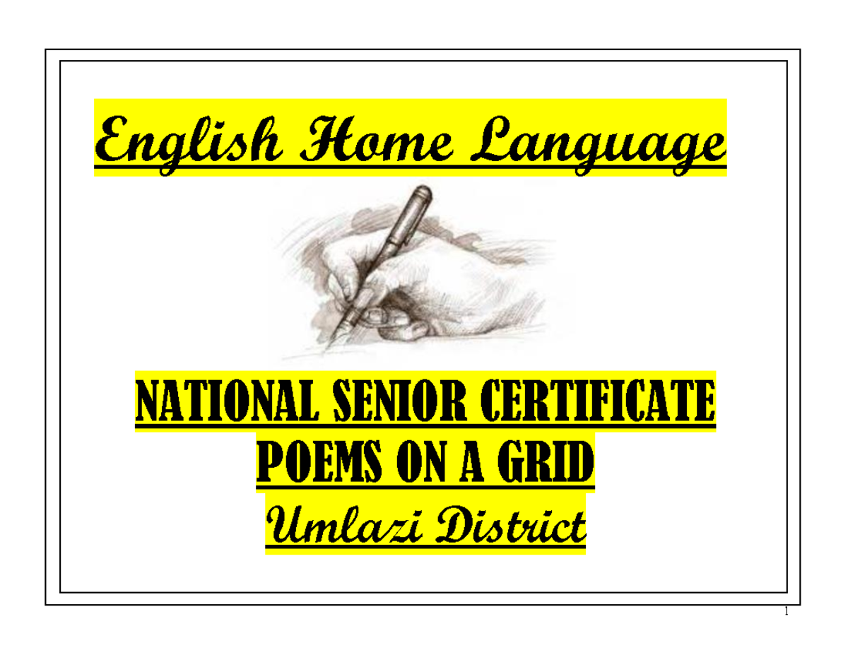 2023 NSC English HL Poetry Grid Analysis and Insights - Studocu