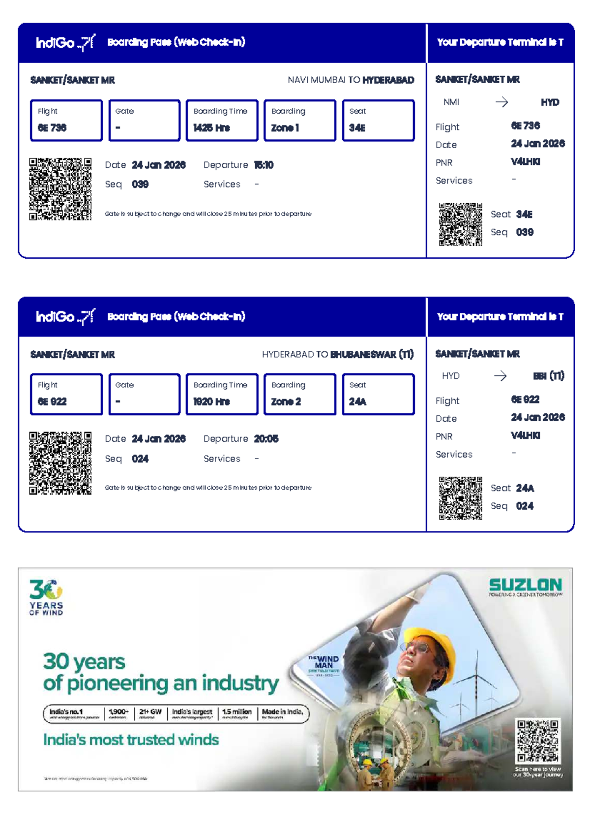 Boarding Pass Details: MUMBAI to HYDERABAD & HYDERABAD to BHUBANESWAR ...