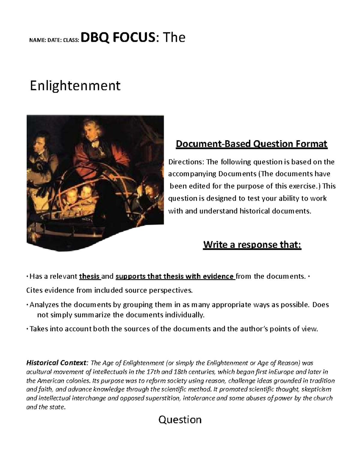 DBQ: The Enlightenment's Impact on 18th Century European Rulers - Studocu