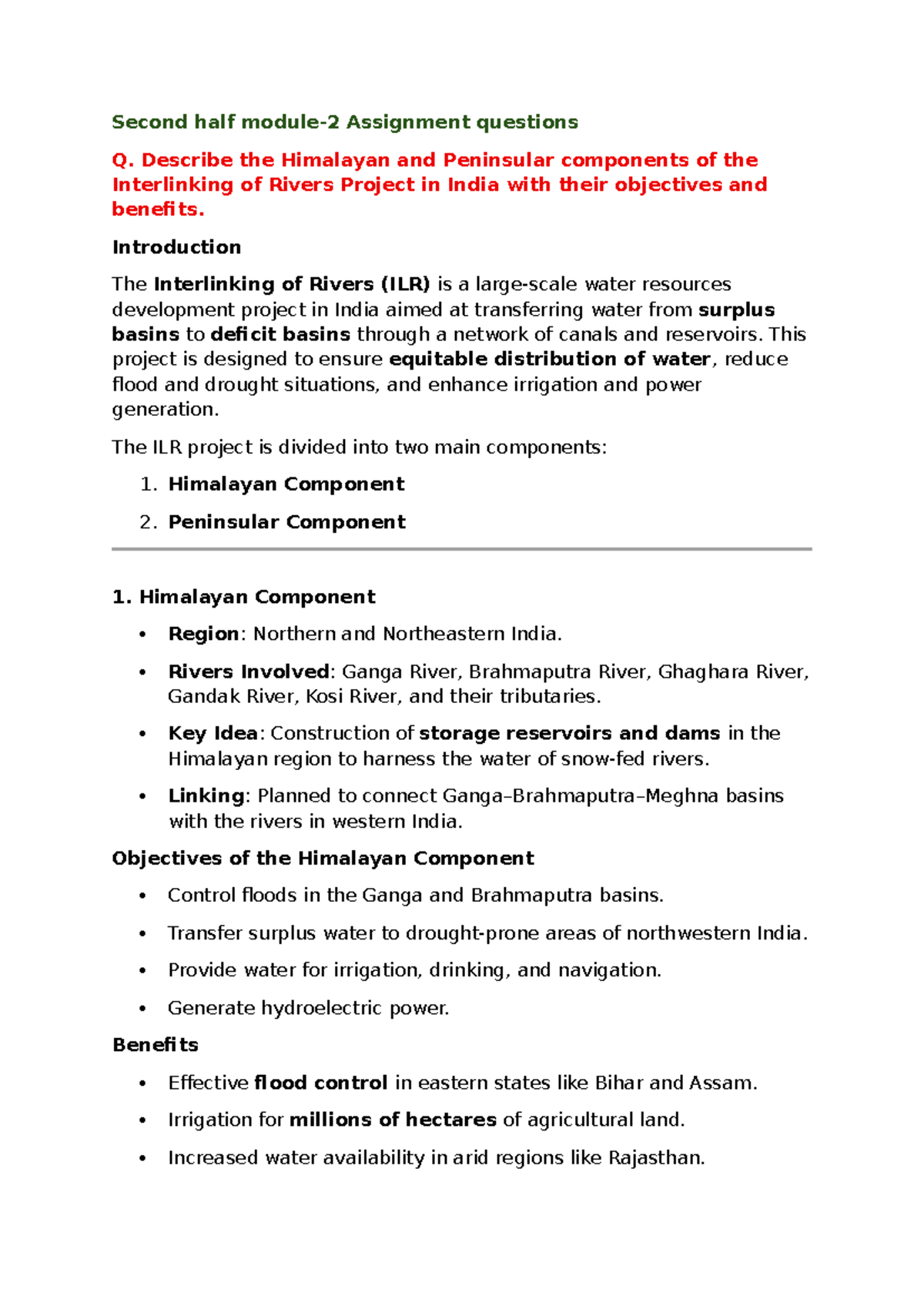 CNR Assignment - 2: Interlinking of Rivers Project & Groundwater ...