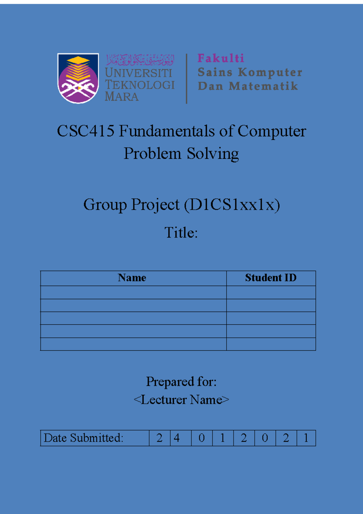 CSC415 Group Project Report Guide: Structure & Requirements - Studocu