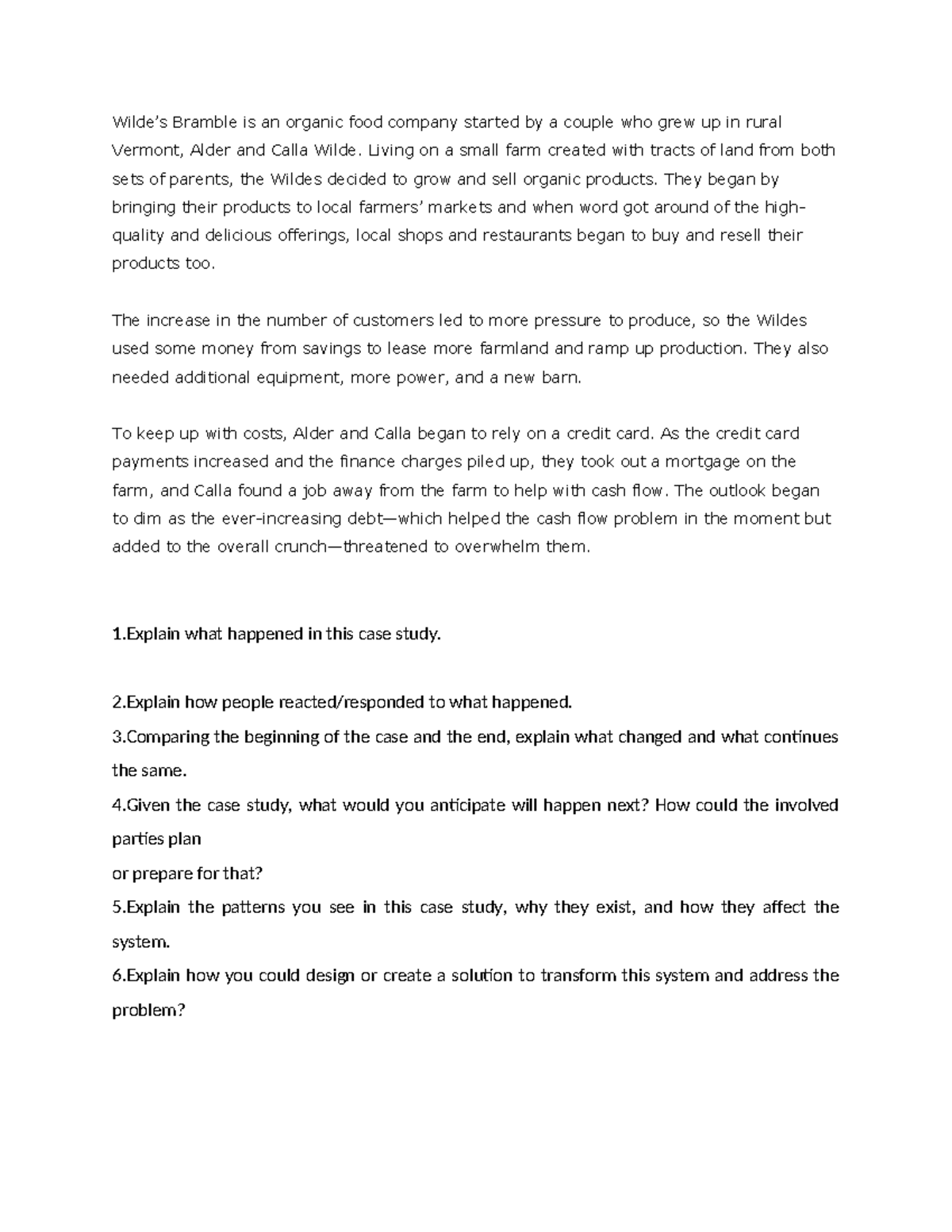 Systems Thinking Task 1: Case Study on Bramble's Organic Growth Challenges - Studocu