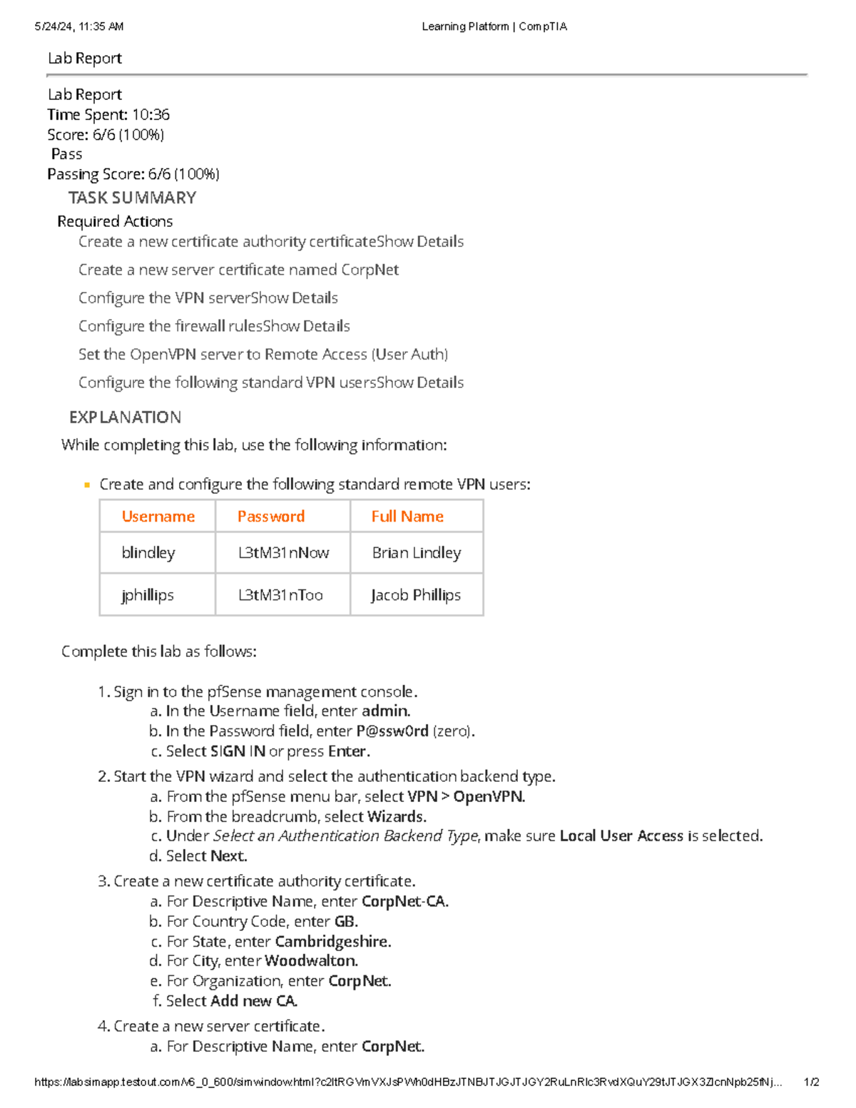 10.4.3 - Lab Report on Configuring Remote Access VPN Simulation - Studocu