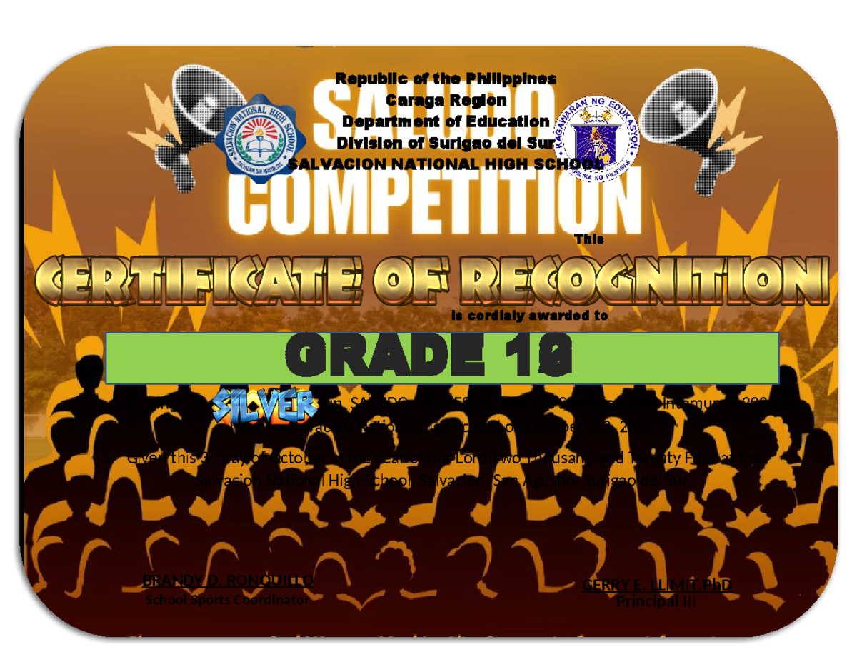 Banner Raising Contest Certificate - For being the ______________in ...