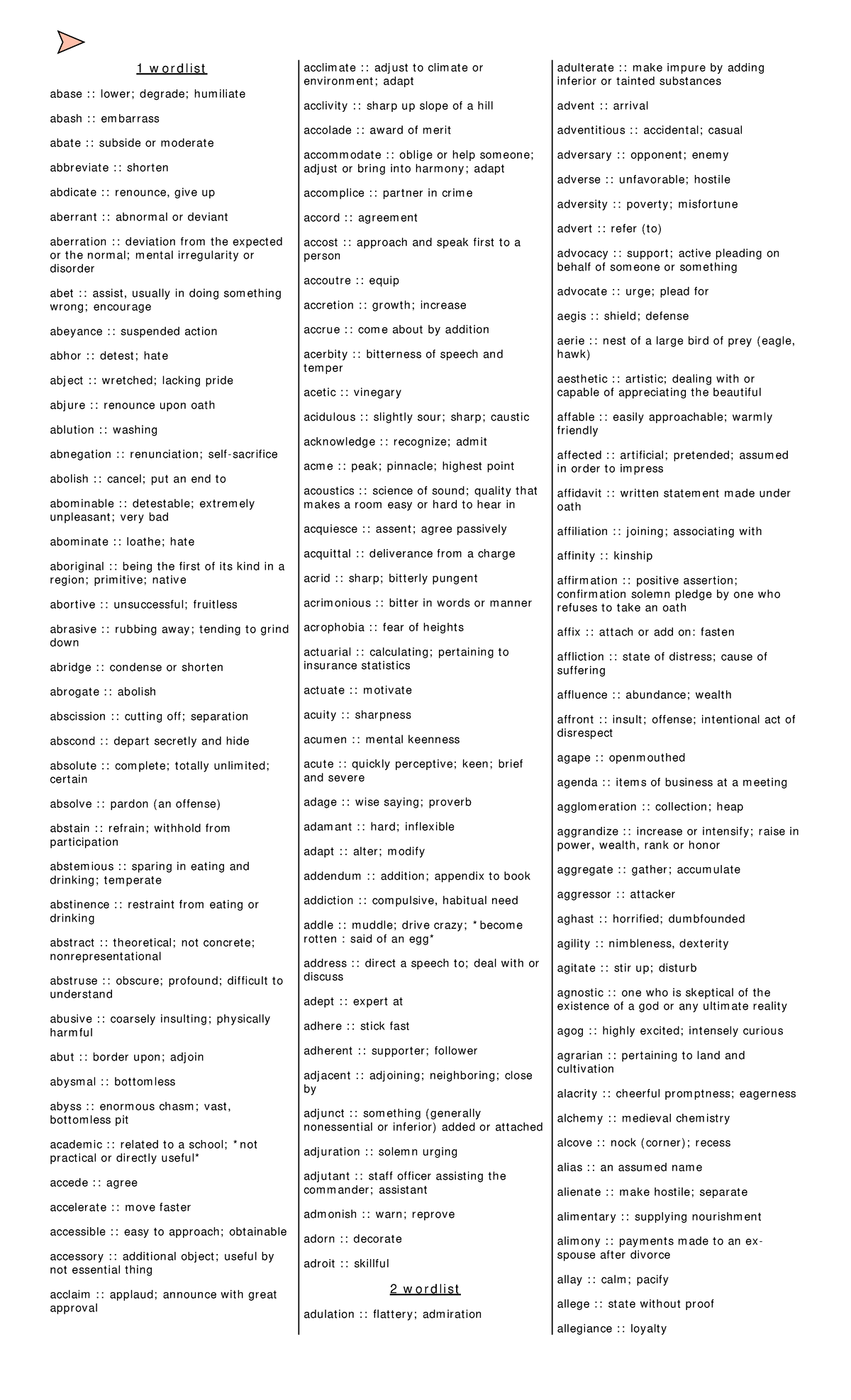 Barron's Wordlist: Comprehensive Vocabulary Guide for Exams - Studocu