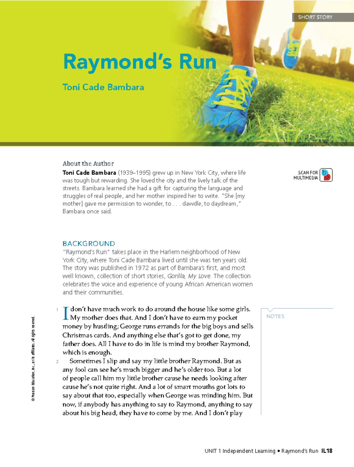 Toni Cade Bambara's "Raymond's Run" - Short Story Analysis - Studocu