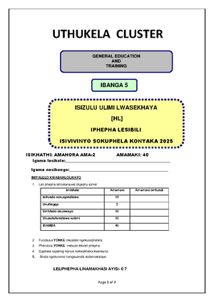 [Solved] Umqondofana walamagama 1Umbhali 2umlobi 3izimbadada 4isihlangu ...