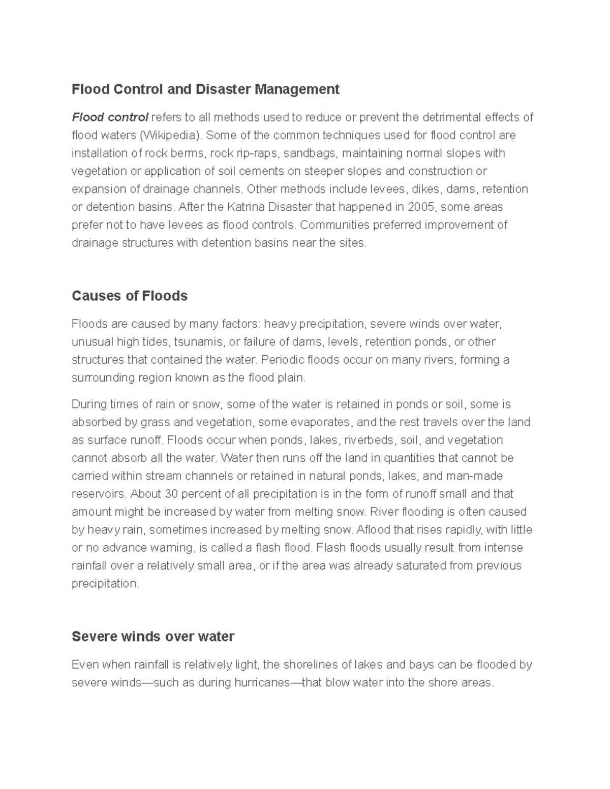 Group 5 - Flood - Flood Control and Disaster Management Flood control ...