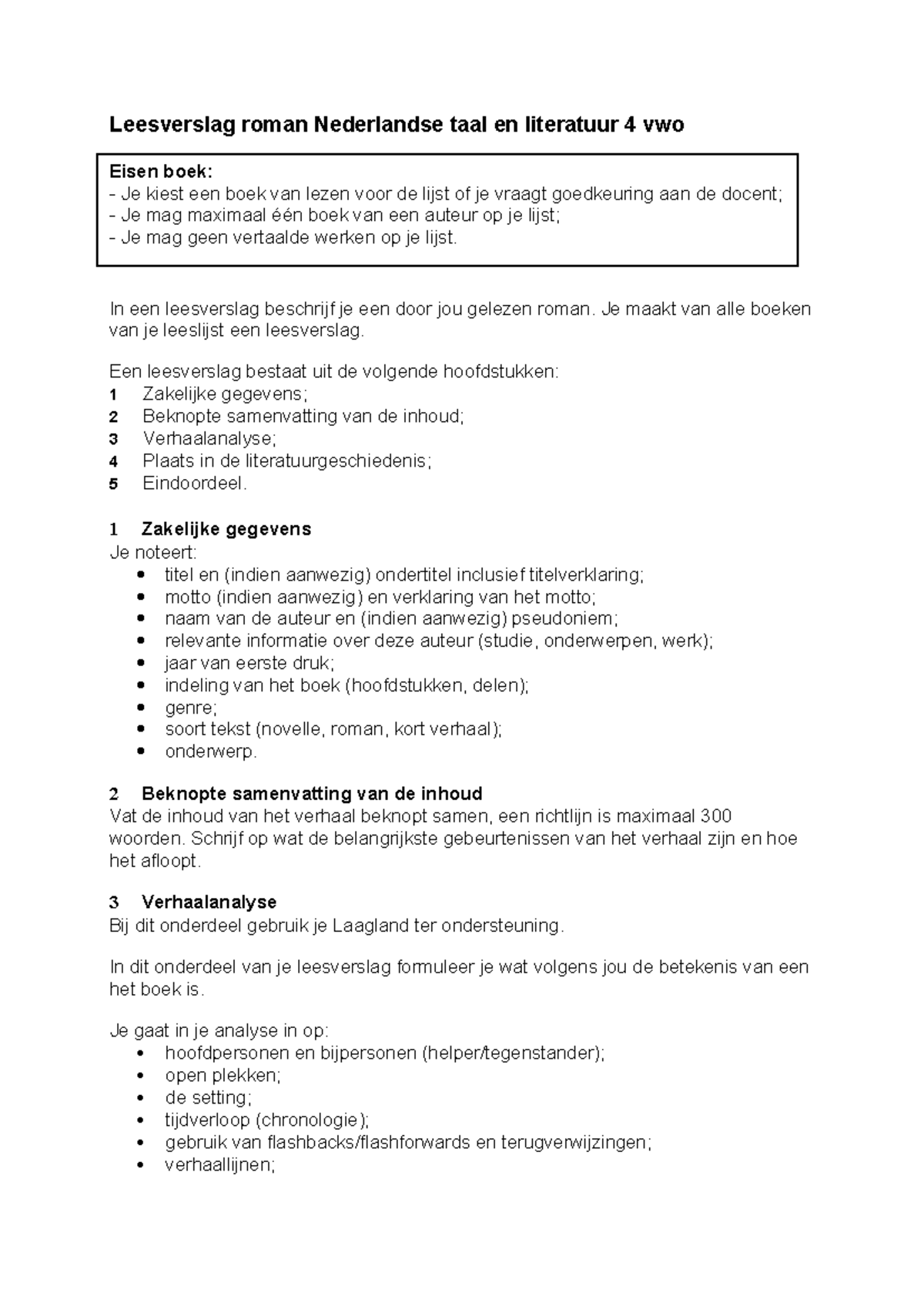 Leesverslag Roman - Nederlandse Taal en Lit. 4 VWO - Studeersnel
