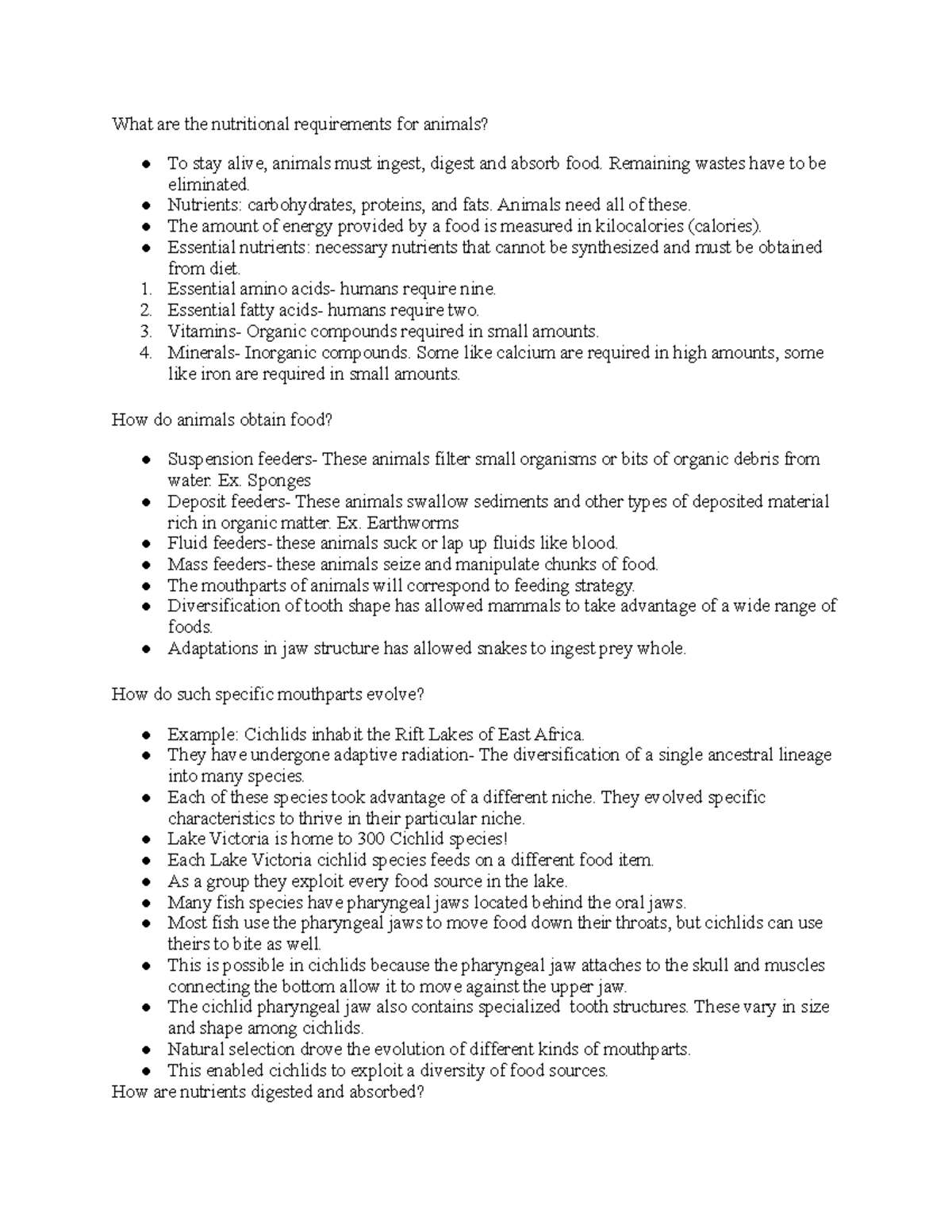 Animal Nutrition 1 - Lecture Notes on Nutritional Requirements and ...