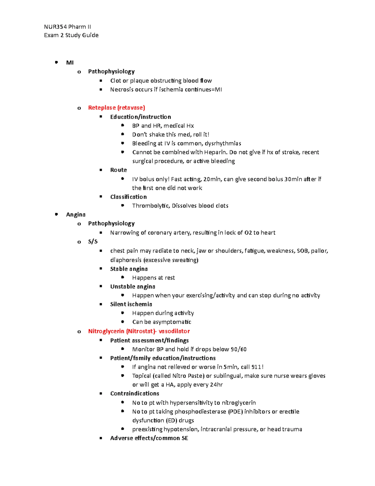 Pharm 2 Exam 1 Study Guide: Cholinergic & Anticholinergic Drugs - Studocu