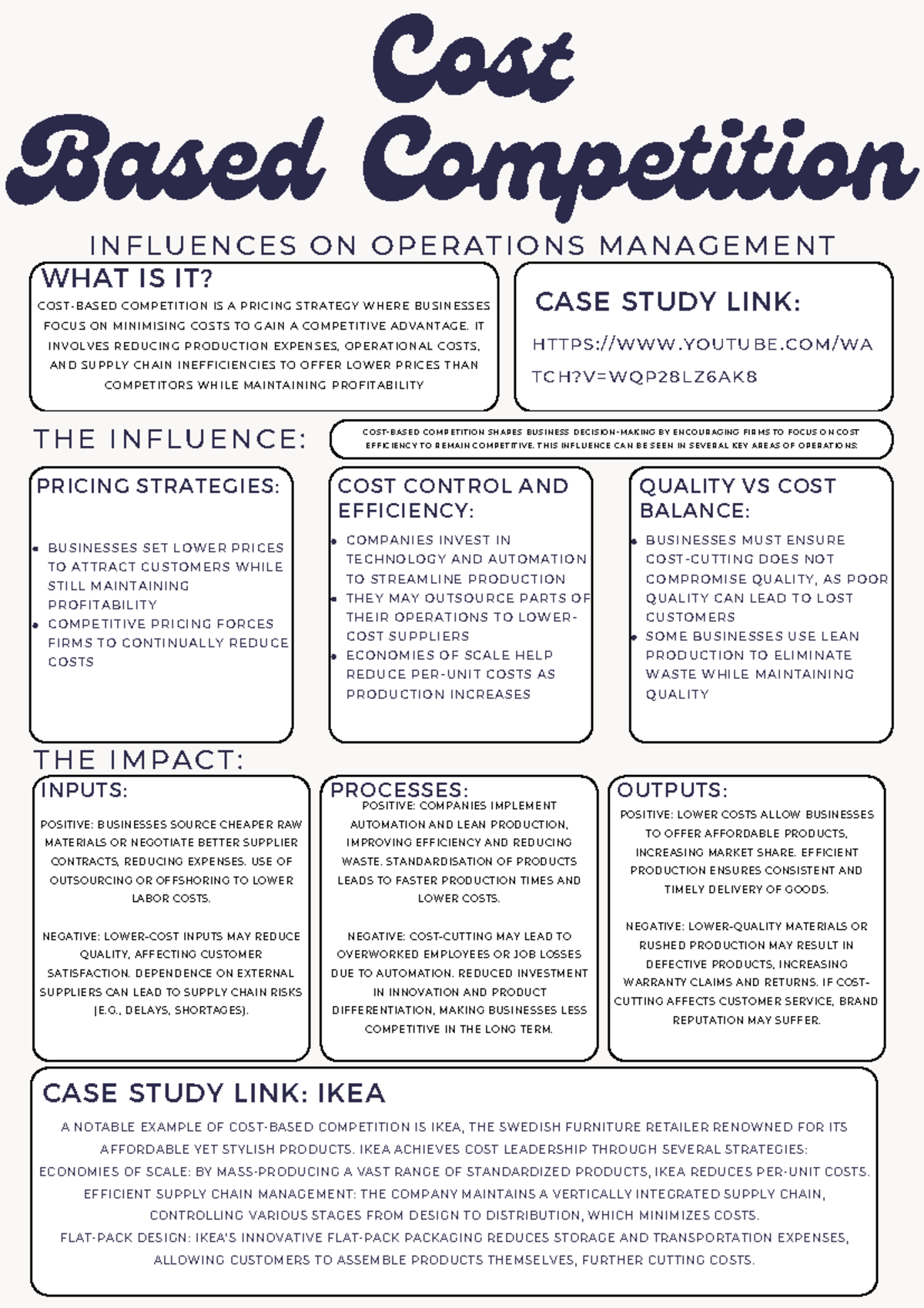 Cost-Based Competition: Influences on Operations Management Case Study ...