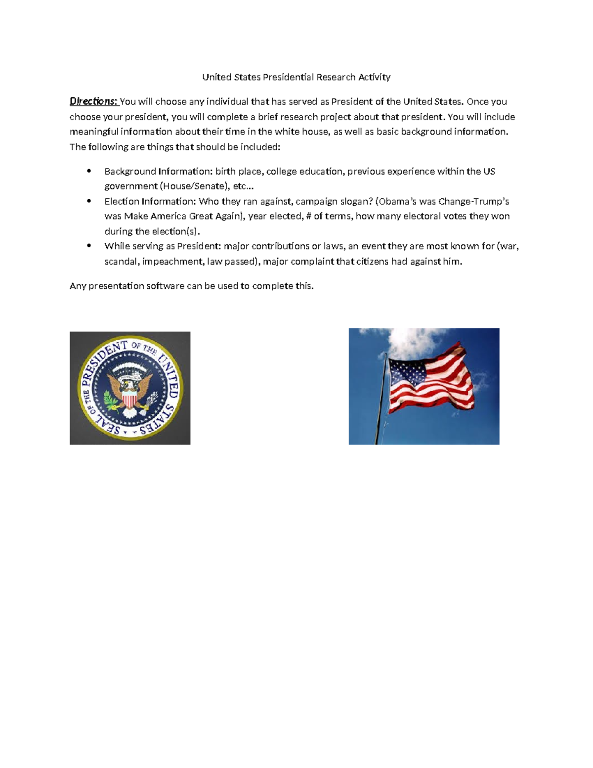United States Presidential Research Activity - United States ...