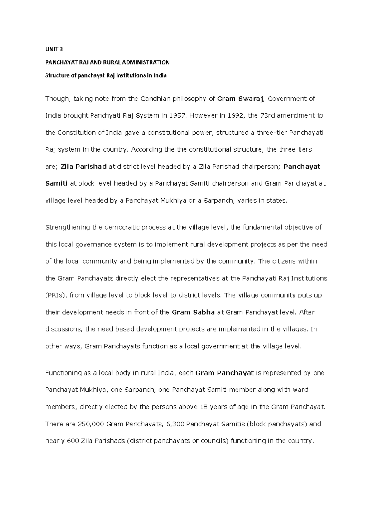 Unit-3 Rural Development - UNIT 3 PANCHAYAT RAJ AND RURAL ...