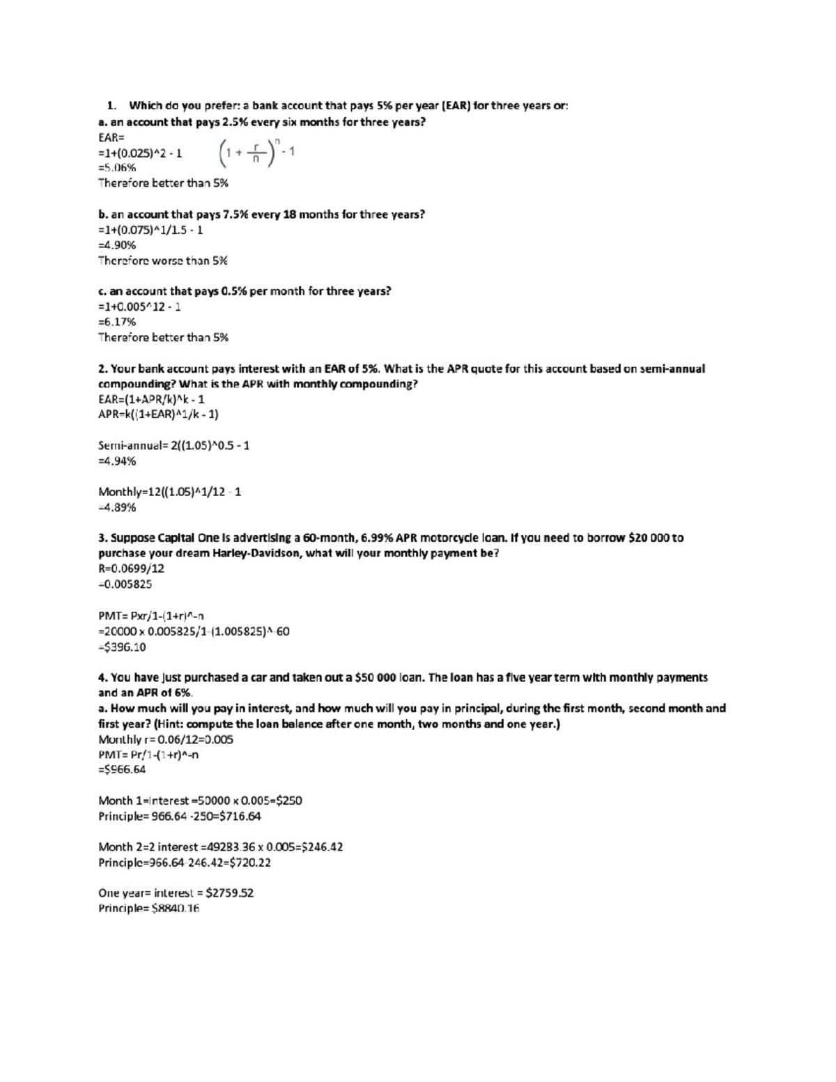 Tutorial 4 HW: Comparing Bank Accounts & Loan Calculations - Studocu