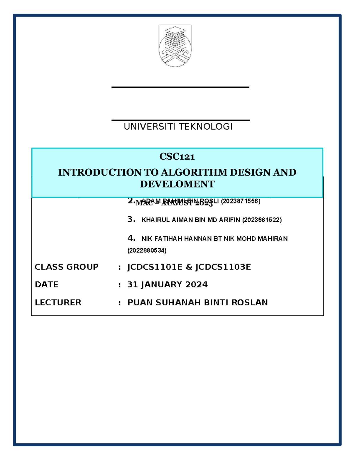 CSC 121 Group Project - PROJECT PROPOSAL REPORT (FOOTBALL TICKET SYSTEM ...