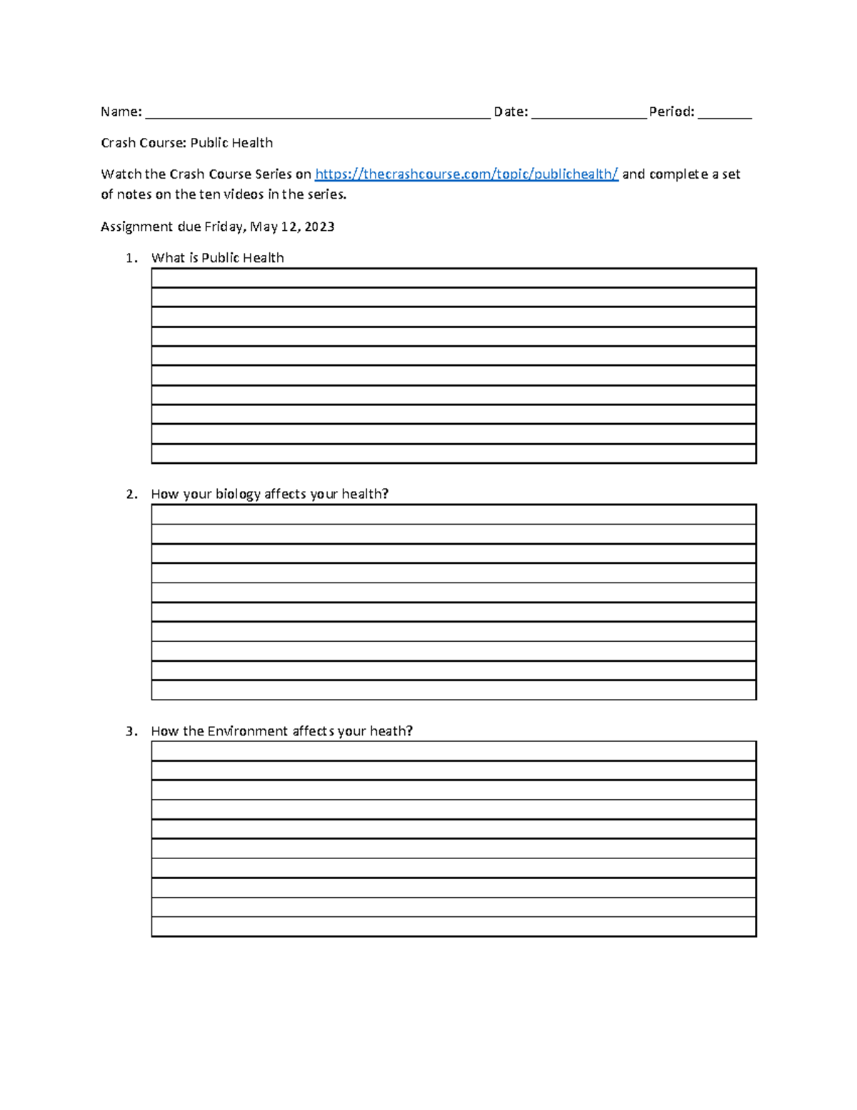 Crash Course Public Health - Name ...