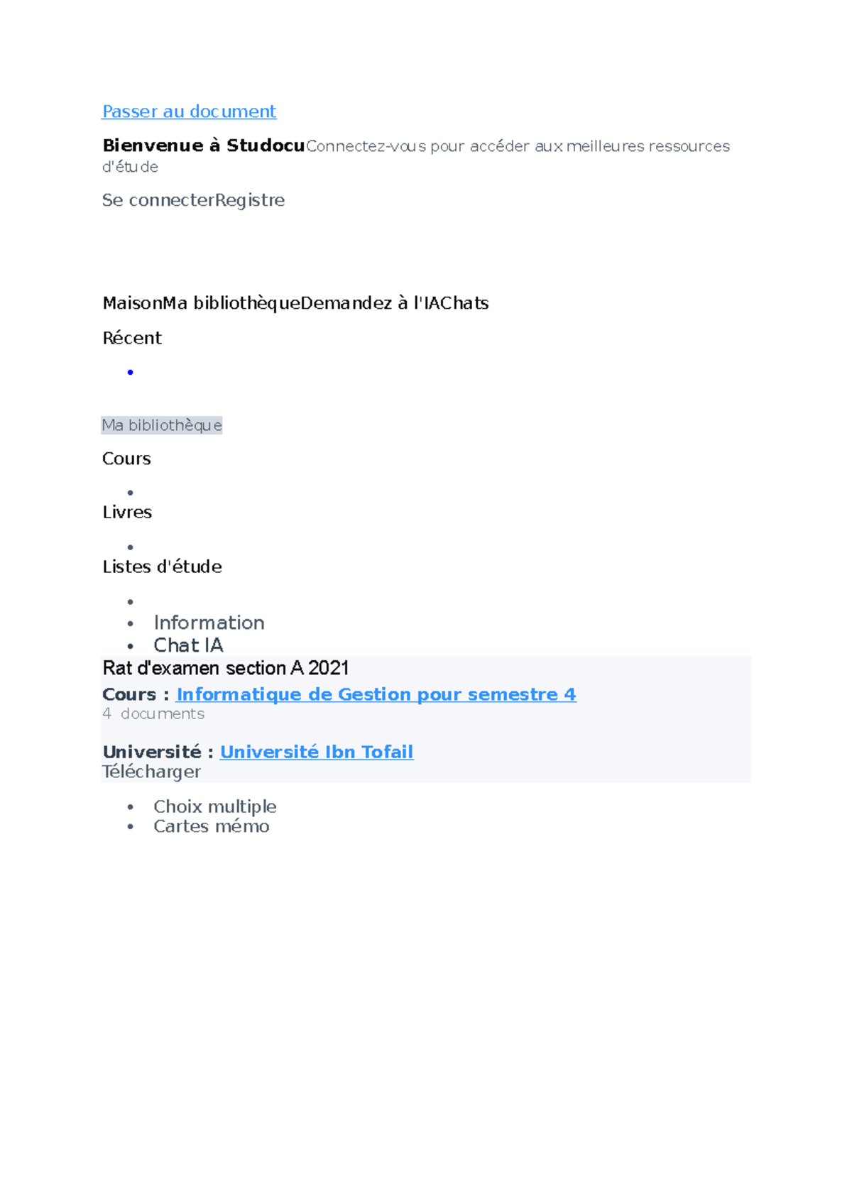 Examen de Rattrapage en Informatique de Gestion - Semestre 4 - Studocu
