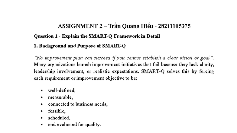 Assignment 2: Frameworks, ISO 9001, IDEF & ETVX Models Explained - Studocu