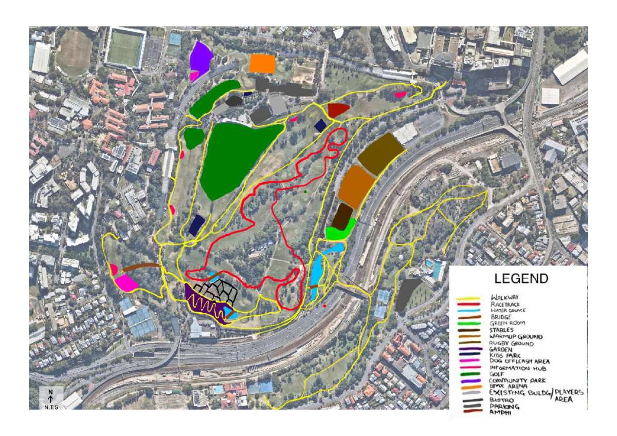 Map layout - map - EGB123 - LEGEND WALKWAY RACETRACK WATER SOURCE ...