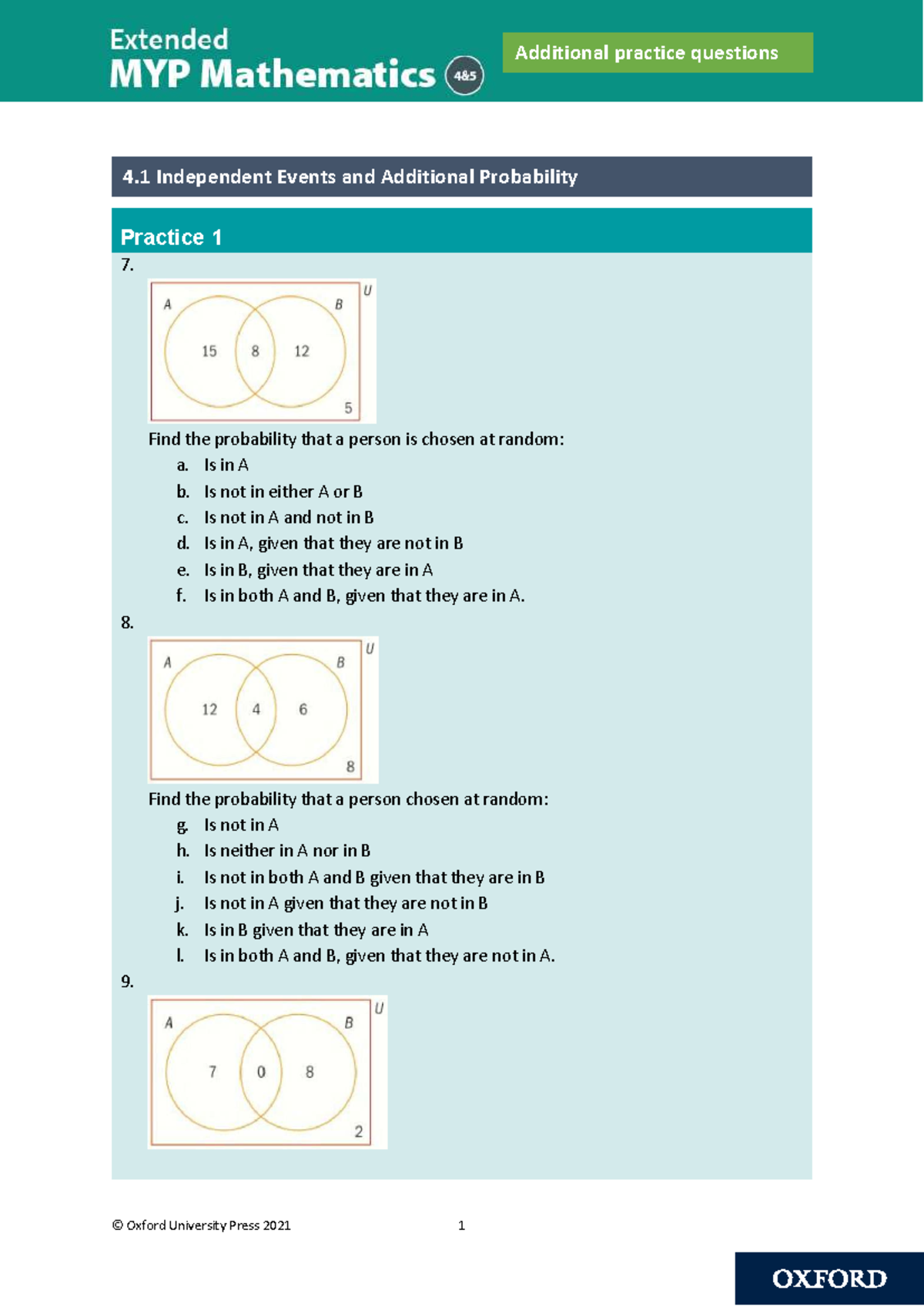 4.1 Independent Events & Conditional Probability Practice Questions ...