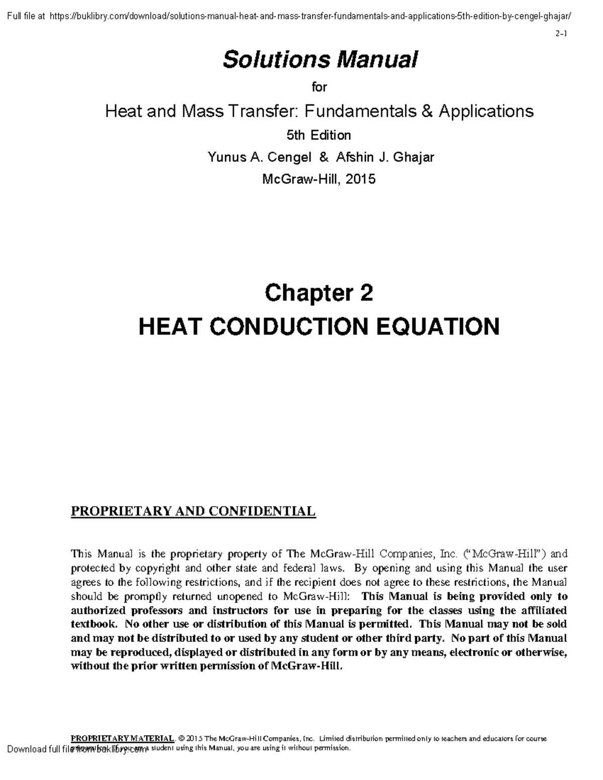 6th ED Solutions Manual for Heat and Mass Transfer (Cengel & Ghajar) - Studocu