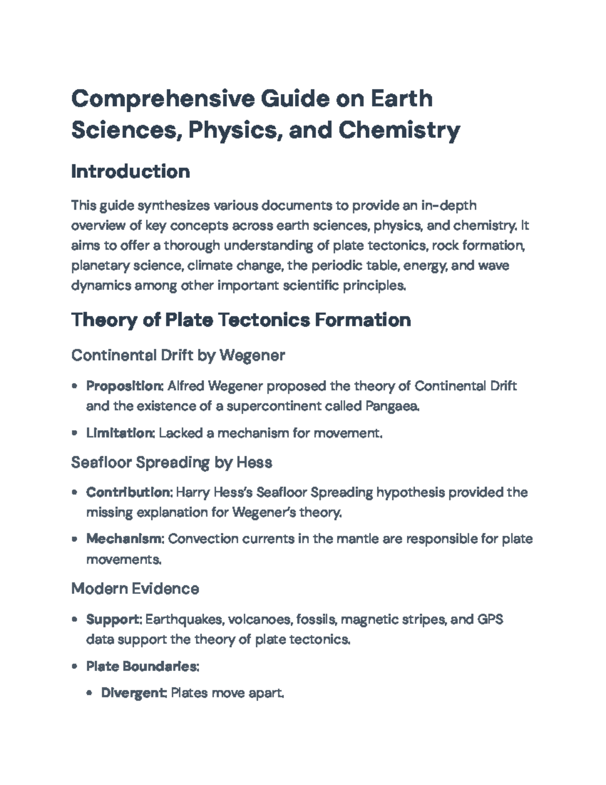 Comprehensive Guide to Earth Sciences, Physics, and Chemistry Concepts ...