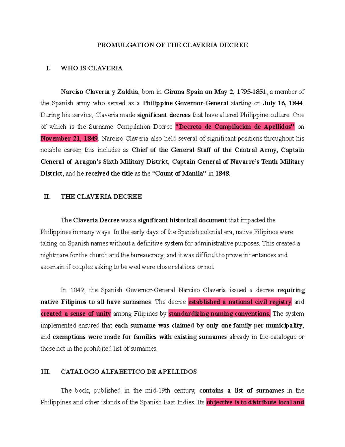 Claveria Decree: Historical Impact on Filipino Surnames (HIST 101 ...
