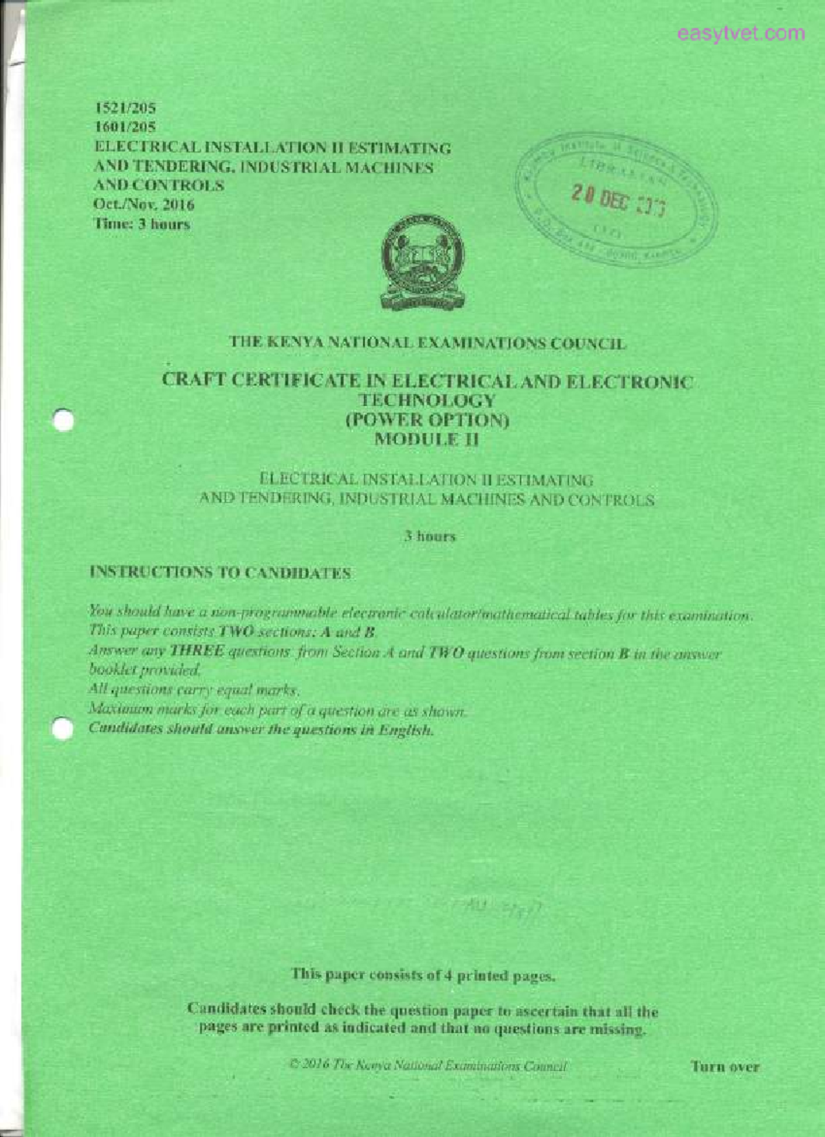 2016 nov - Past papers - Electrical and electronics engineering - Studocu