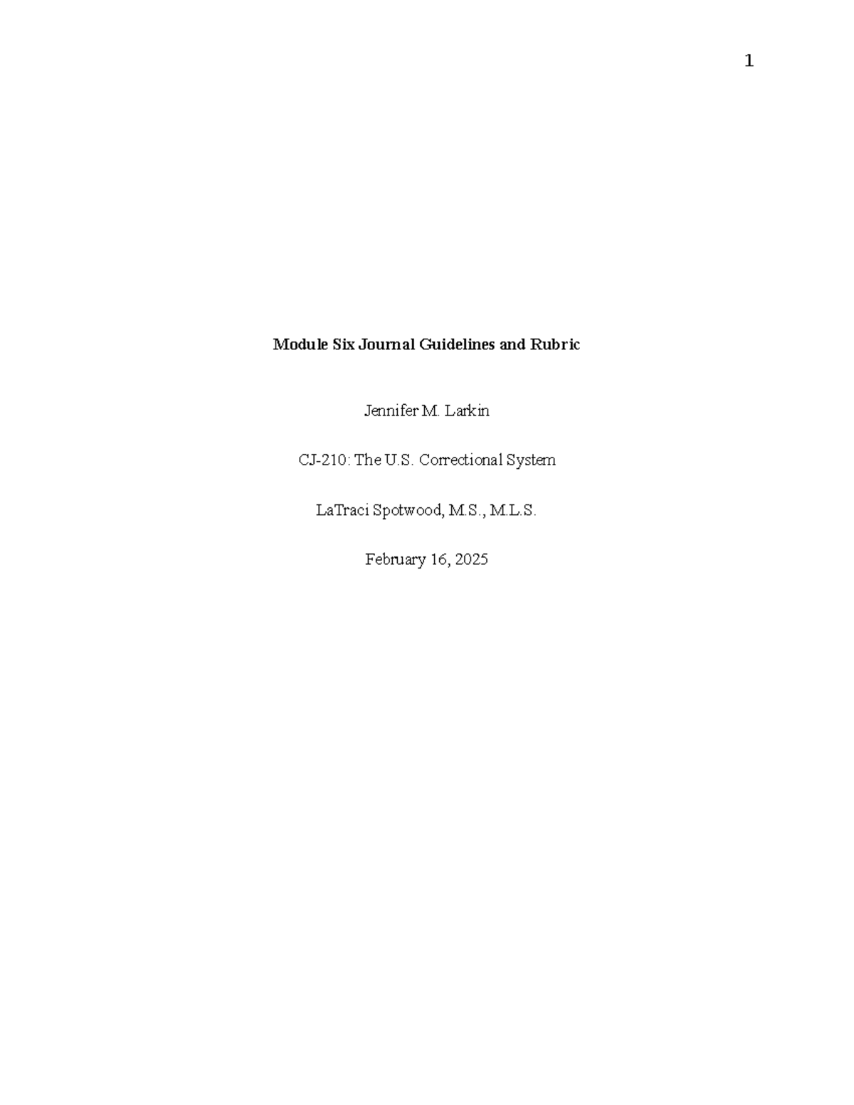 Module Six Journal Guidelines and Rubric - Module Six Journal ...