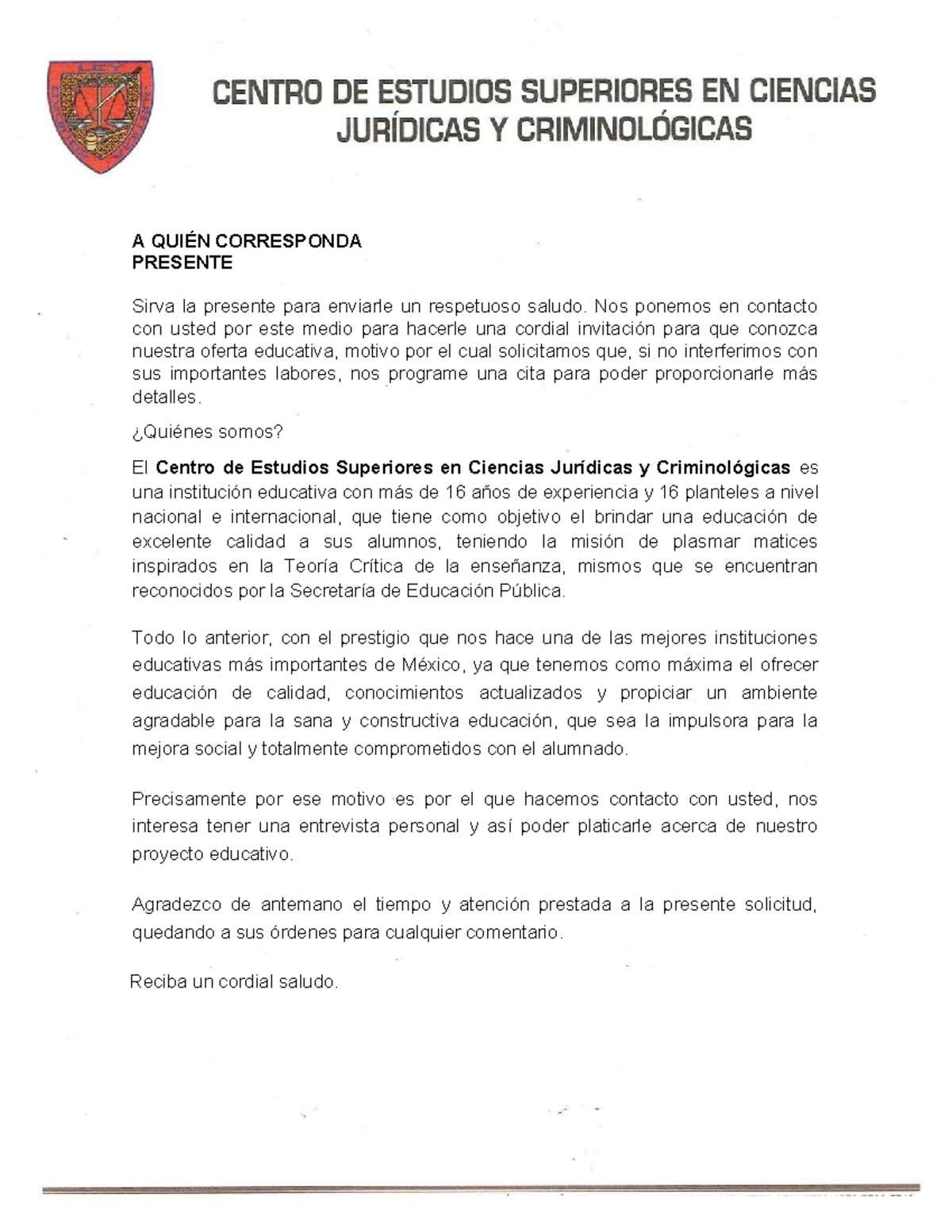 Carta de Presentación Cescijuc - Oferta Educativa y Programas ...