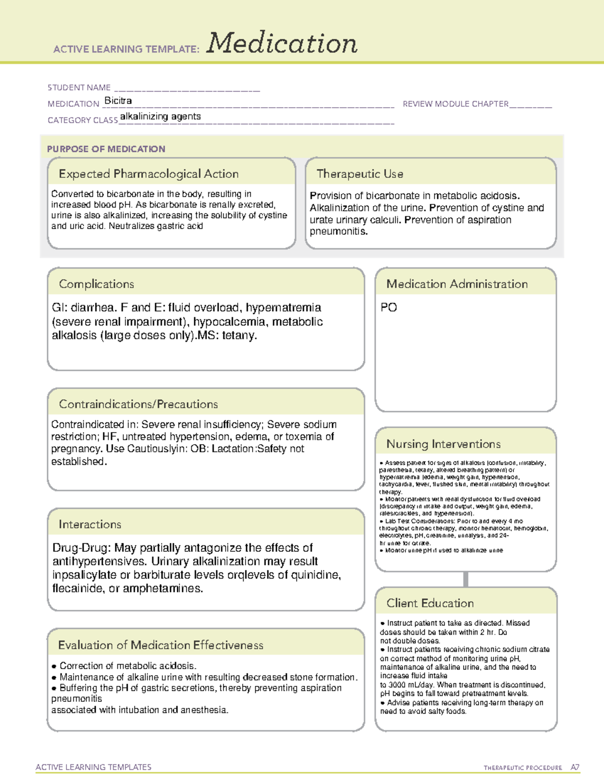 Bicitra - Med - ACTIVE LEARNING TEMPLATES THERAPEUTIC PROCEDURE A ...