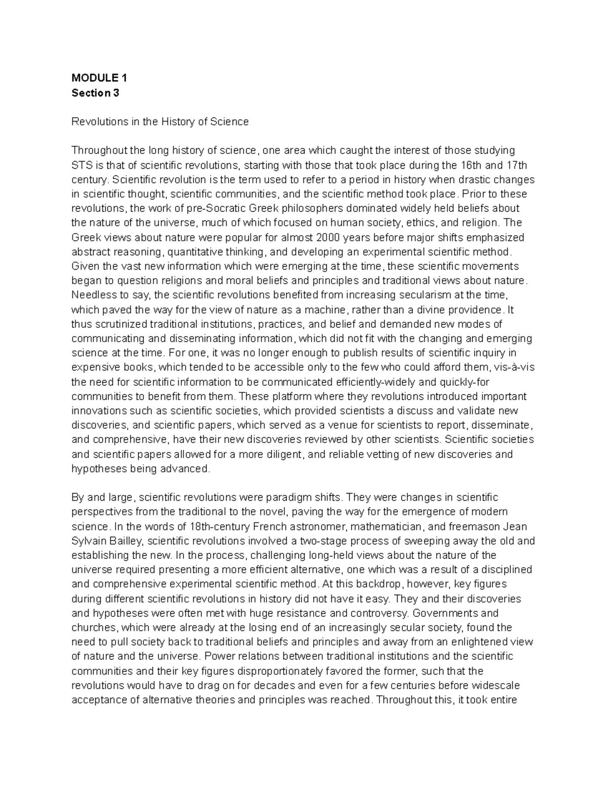 STS: Module 1 - Section 3 & 4: Scientific Revolutions and Their Impact ...