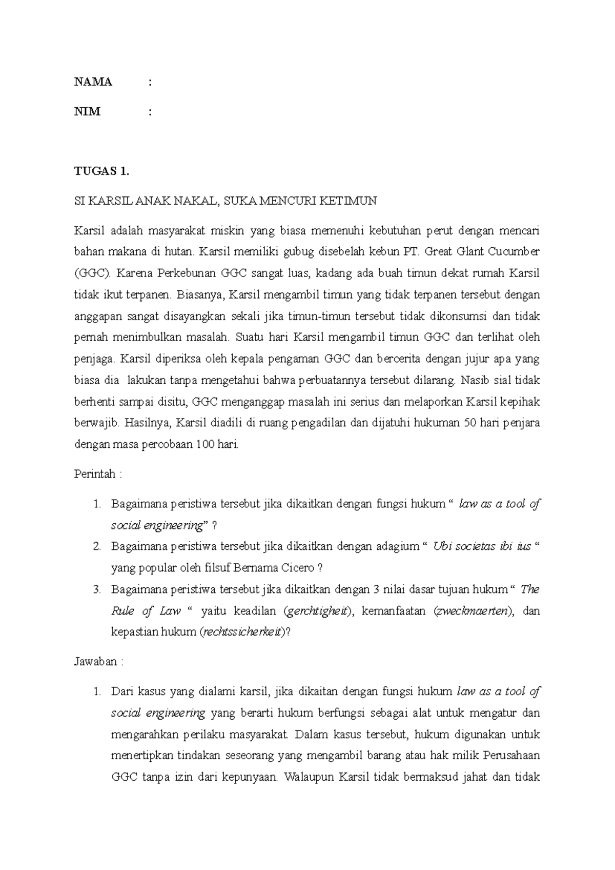 Tugas 1: Analisis Kasus Karsil dalam Perspektif Hukum dan Keadilan ...