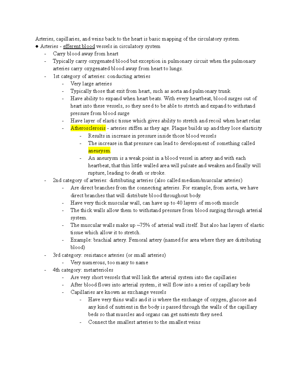 AP2 Lab 4 - Circulatory System Mapping and Vessel Functions - Studocu