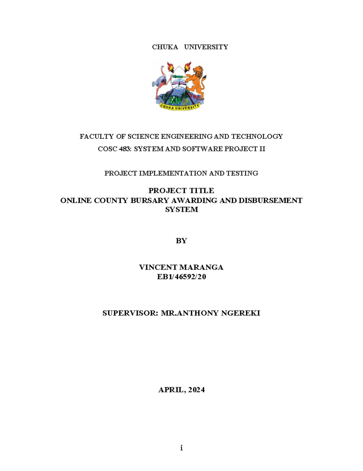 Kisii County Government Bursary Management System Proposal - COSC 483 ...