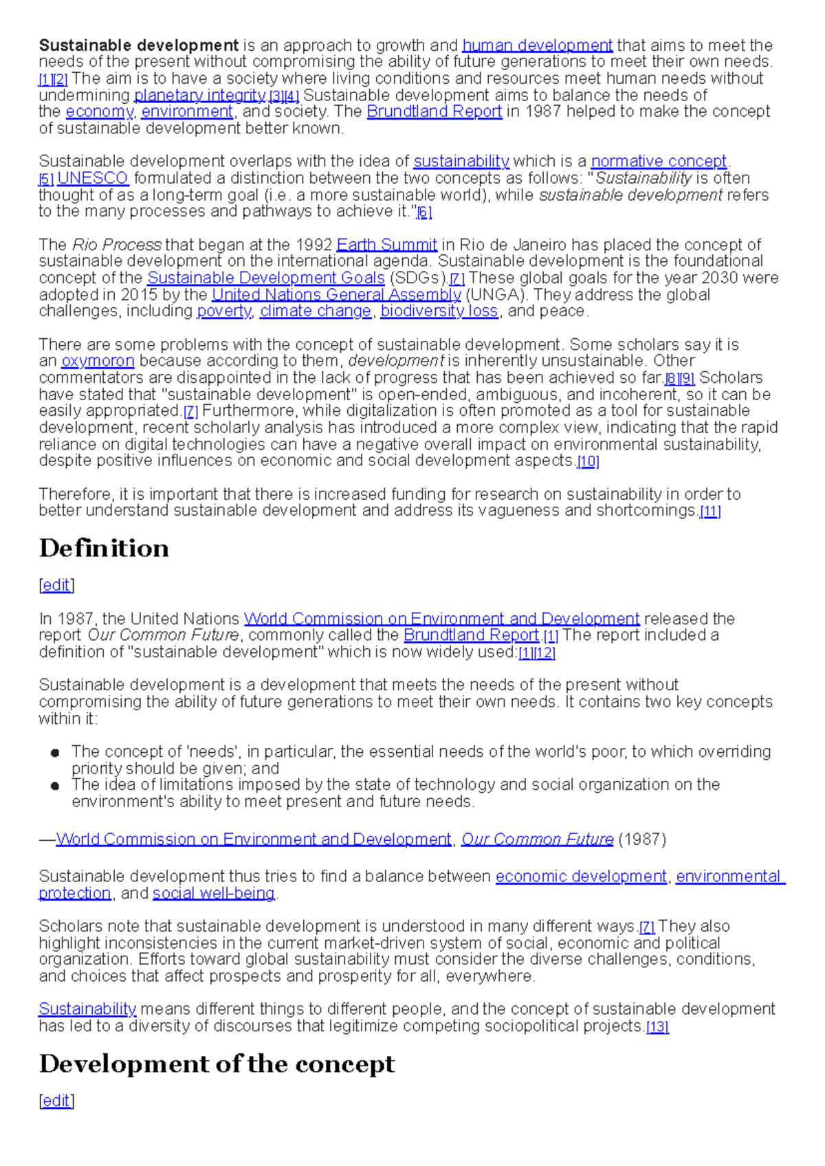 Sustainable Development: Key Concepts and Global Goals (Unit 1) - Studocu