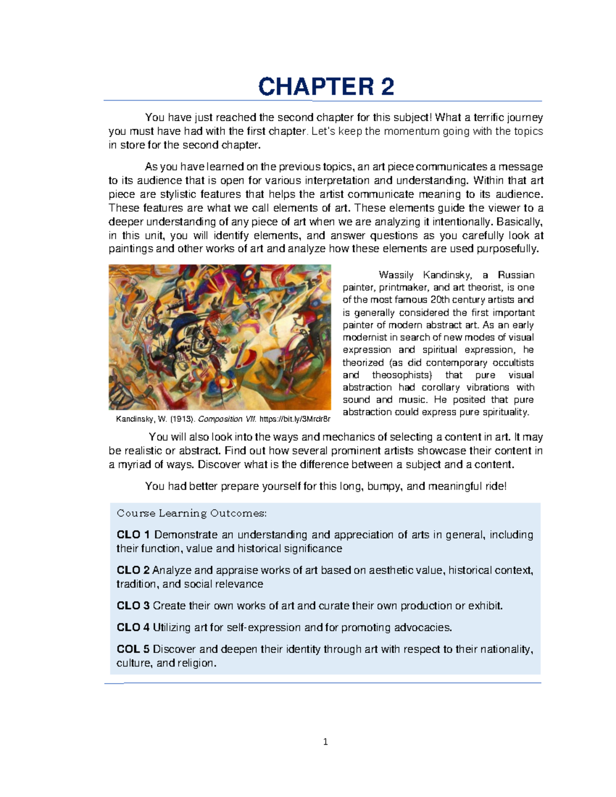 CHAPTER 2: Elements of Art and Their Significance in Analysis - Studocu