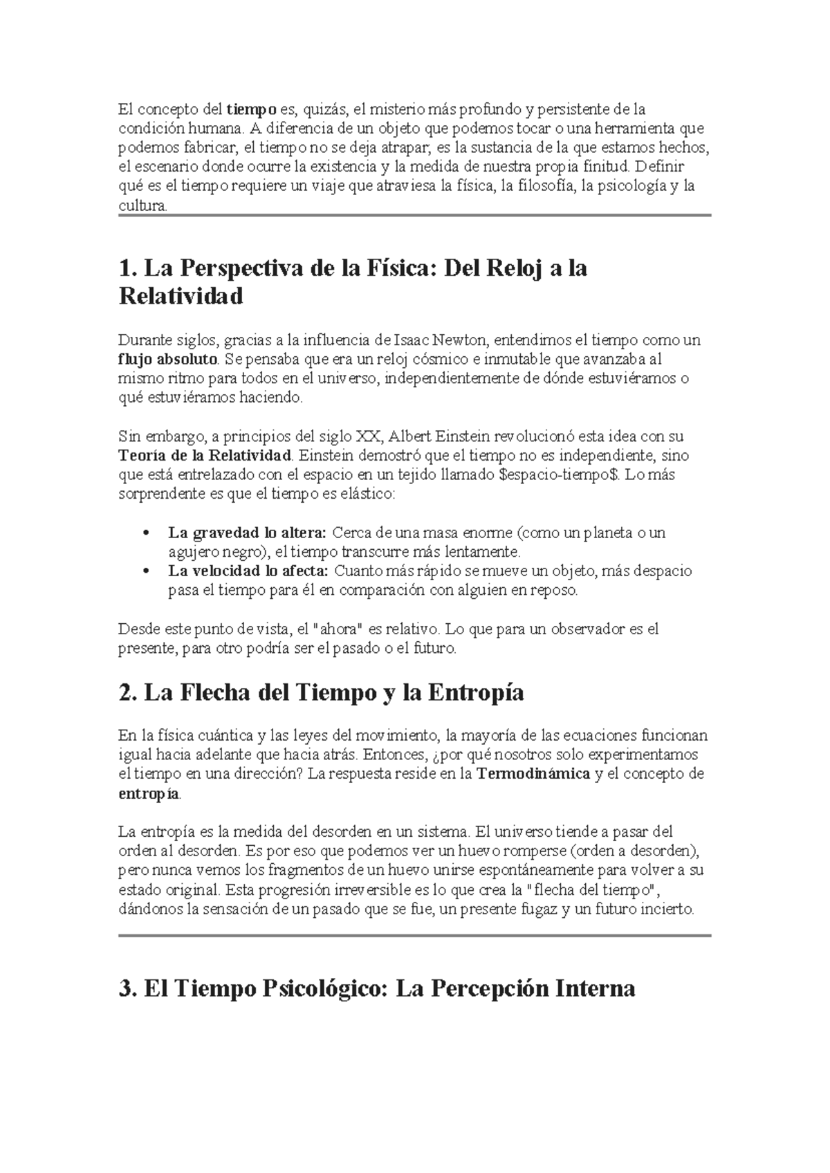 El concepto del tiempo: Un análisis multidisciplinario - Studocu