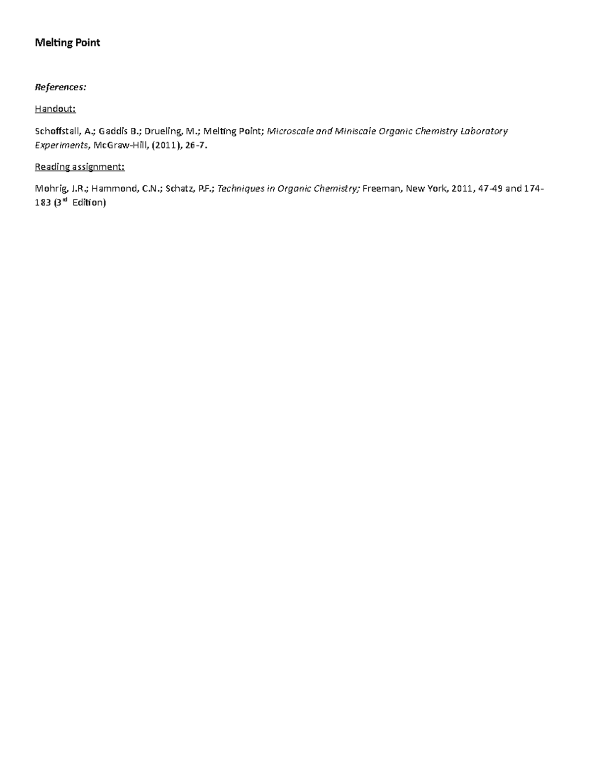 Lab Report 1: Pre-lab Melting Point Analysis and Chemical Disposal ...