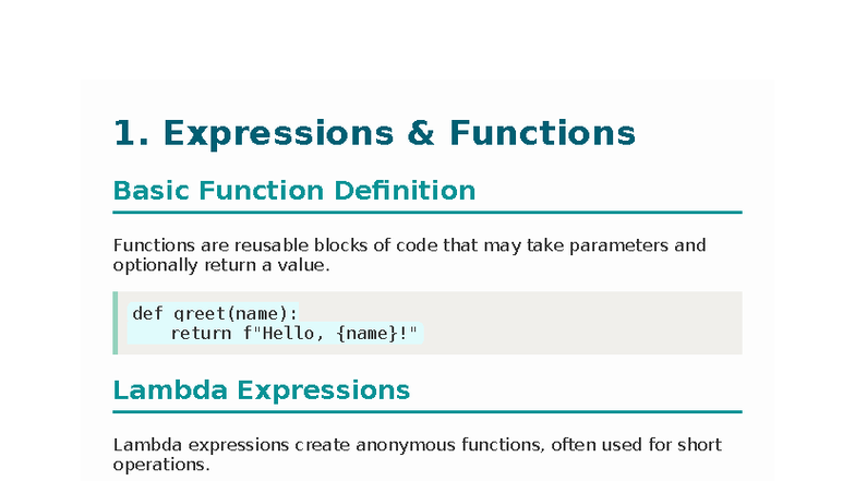 CS1010E Cheat Sheet: Functions, Recursion, and Data Structures - Studocu