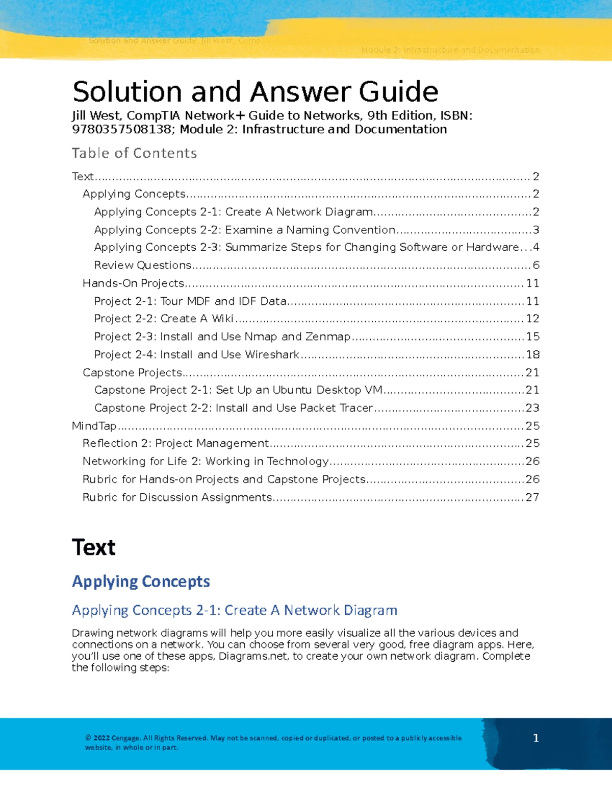 Netplus 9e Mod01solutions - Module 1: Introduction to Networking Solution and Answer Guide Jill ...