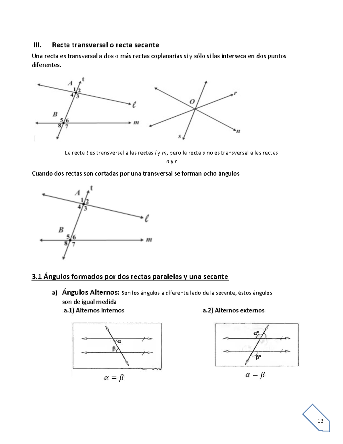 Guía de Estudio 1-5: Rectas Transversales y Ángulos Formados - Studocu