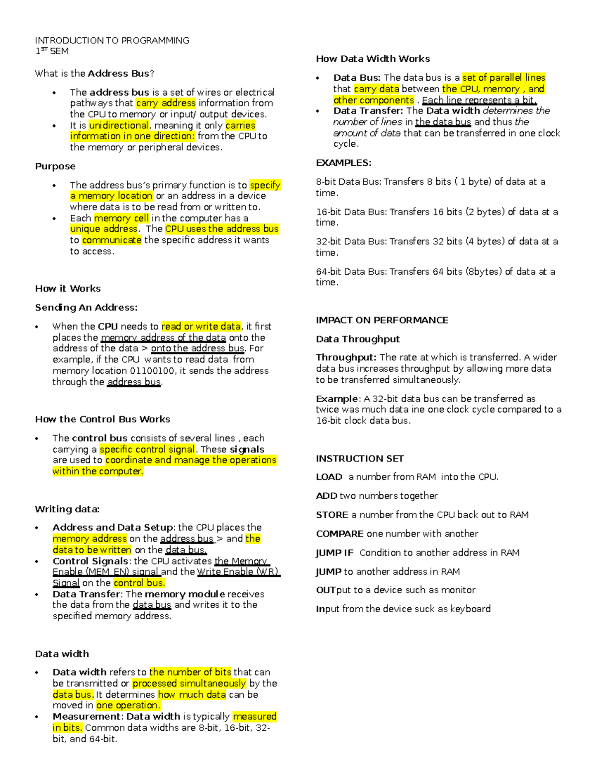 CPU Module Reviewer 1ST SEM - INTRODUCTION TO PROGRAMMING 1 ST SEM What ...