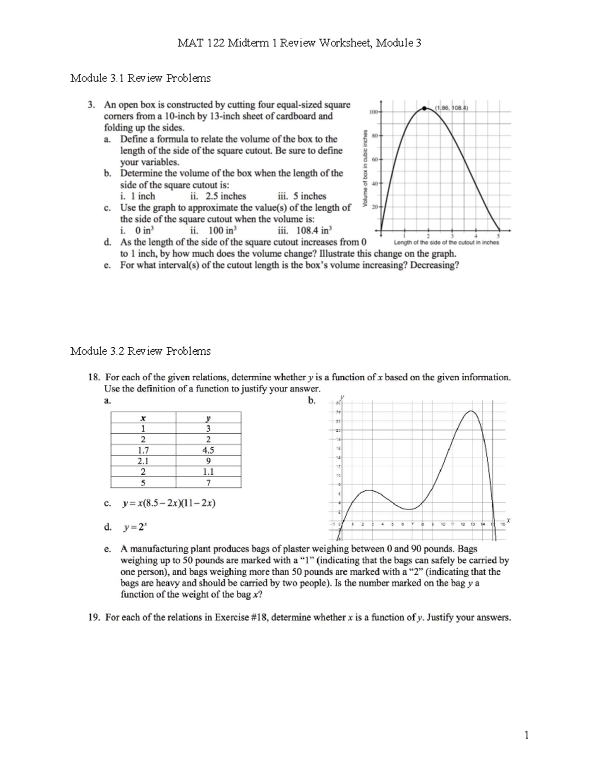 MAT 122 Midterm 1 Review Worksheet - Module 3 Activities - Studocu
