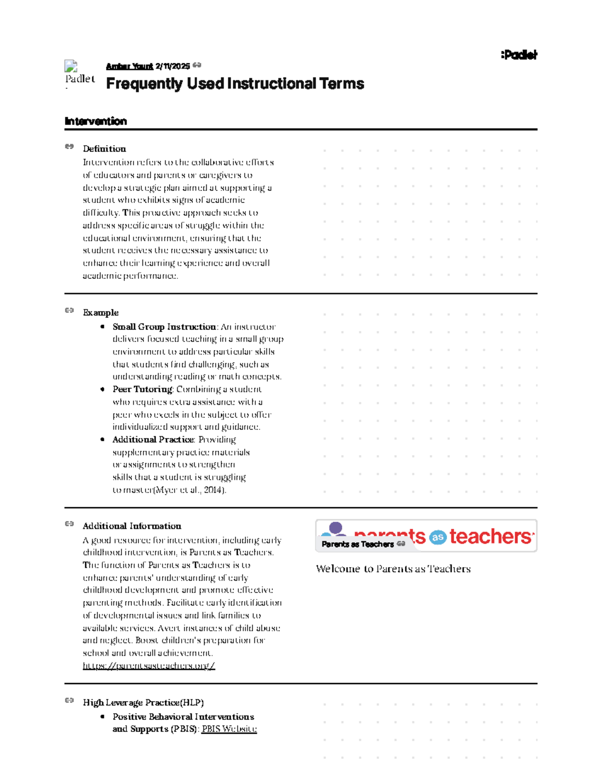 Padlet - Key Instructional Terms for Educators and Parents - Studocu