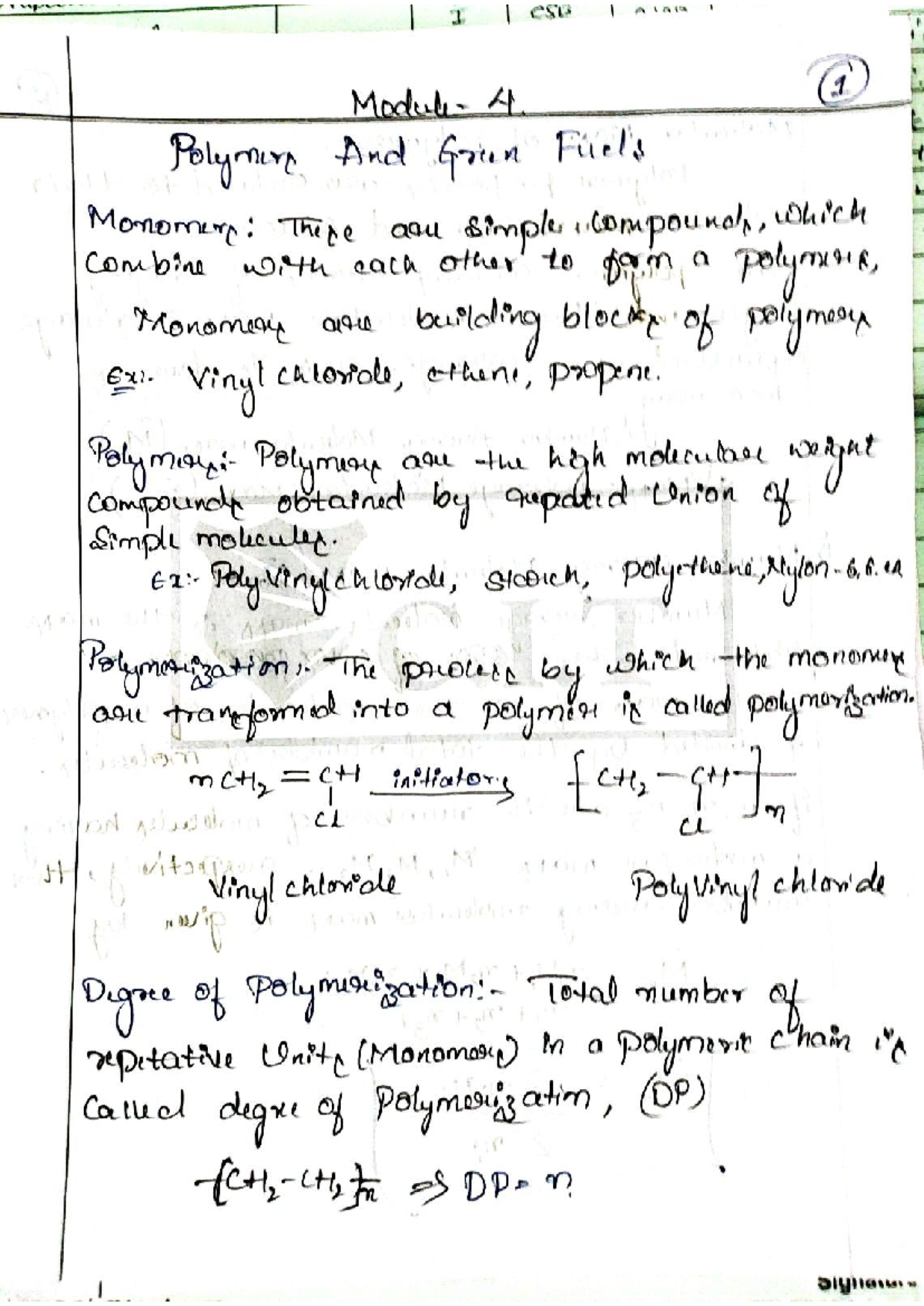 CSO 1 Module 4: Polymers and Gran Fuels - Key Concepts and Calculations - Studocu