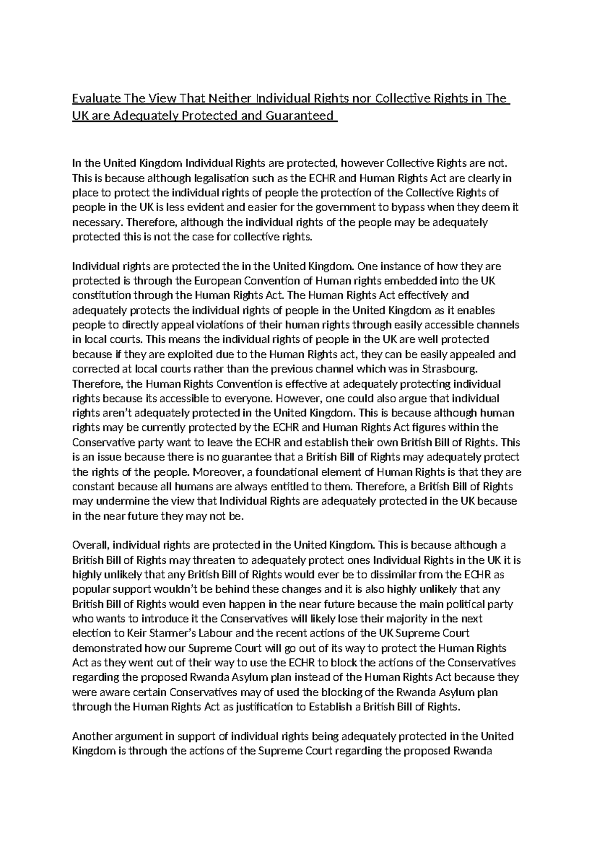 Evaluating Individual vs Collective Rights Protection in the UK ...