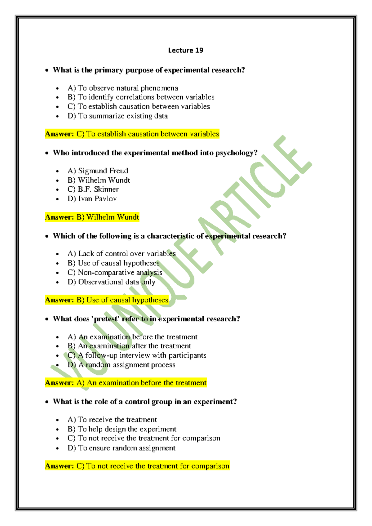 SOC509 Obj Final Exam Notes: Experimental Research Insights - Studocu