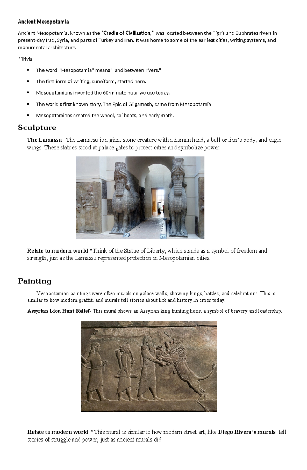 Ancient Mesopotamia: A Study of Culture and Innovations - Studocu